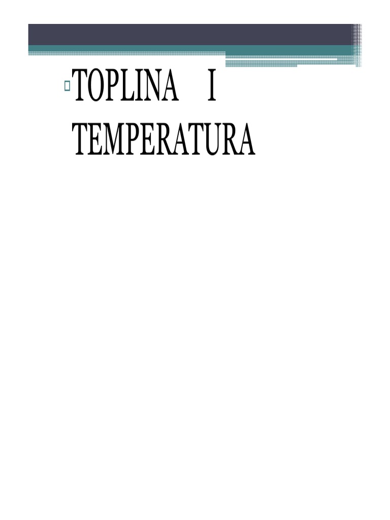 Toplina I Temperatura PDF | PDF
