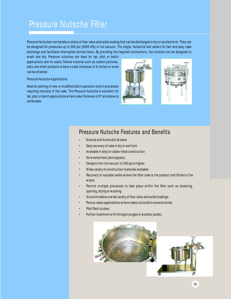 Pressure Nutsche Filter | PDF | Filtration | Chemical Engineering