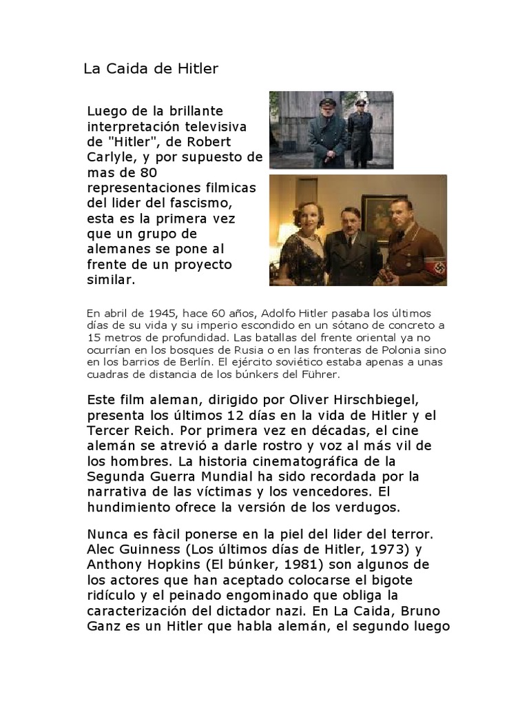 La Caída de Hitler: Últimos Días del Führer | PDF | Alemania nazi ...