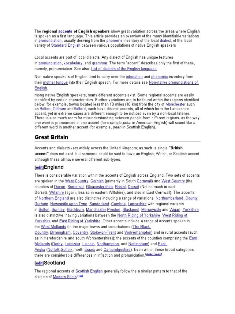 Accents | PDF | English Language | Language Varieties And Styles