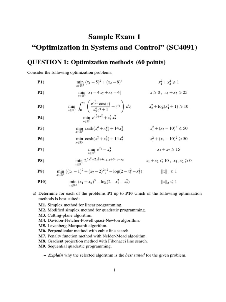 OSC Sample Exam | Download Free PDF | Mathematical Optimization ...