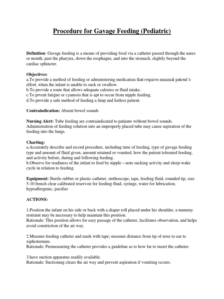 Pediatric Gavage Feeding Guide | PDF | Esophagus | Stomach