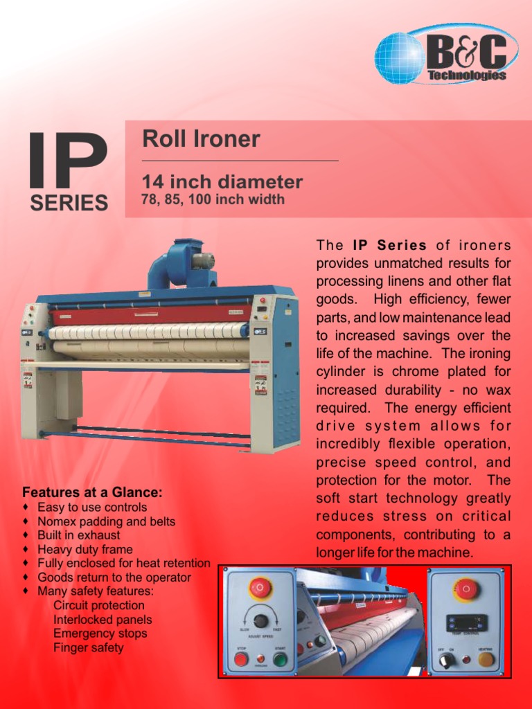 IP Commercial Ironer Brochure PDF | Download Free PDF | Engines | Inch