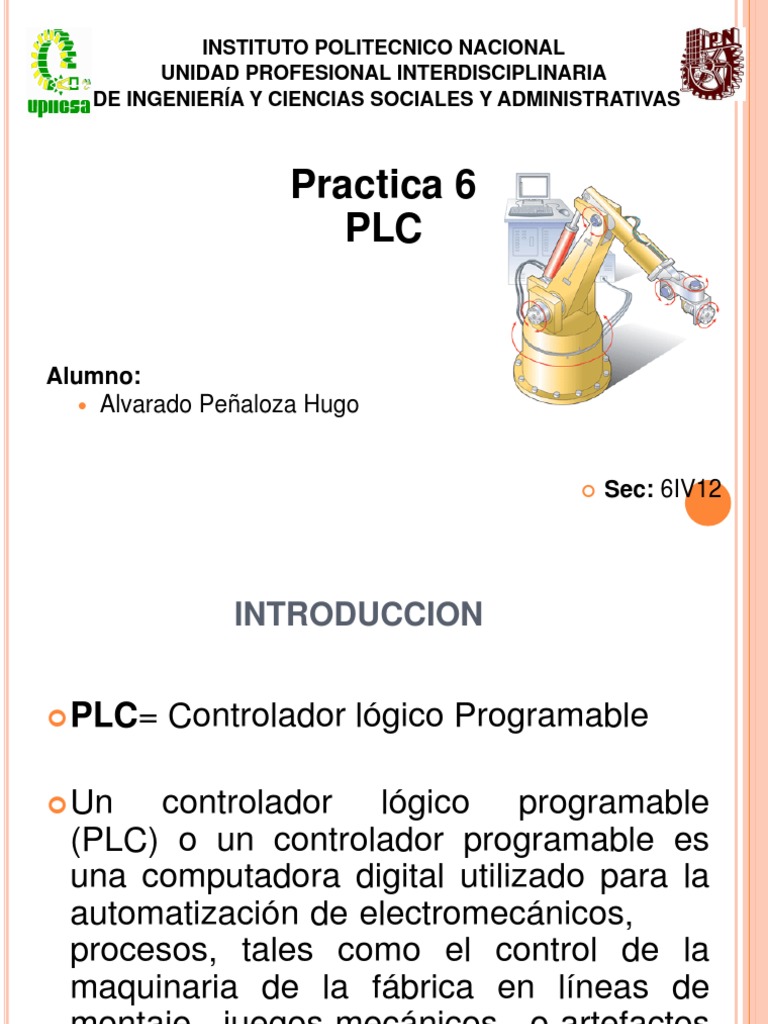 Practica 6 PLC | PDF | Controlador lógico programable | Ingenieria Eléctrica