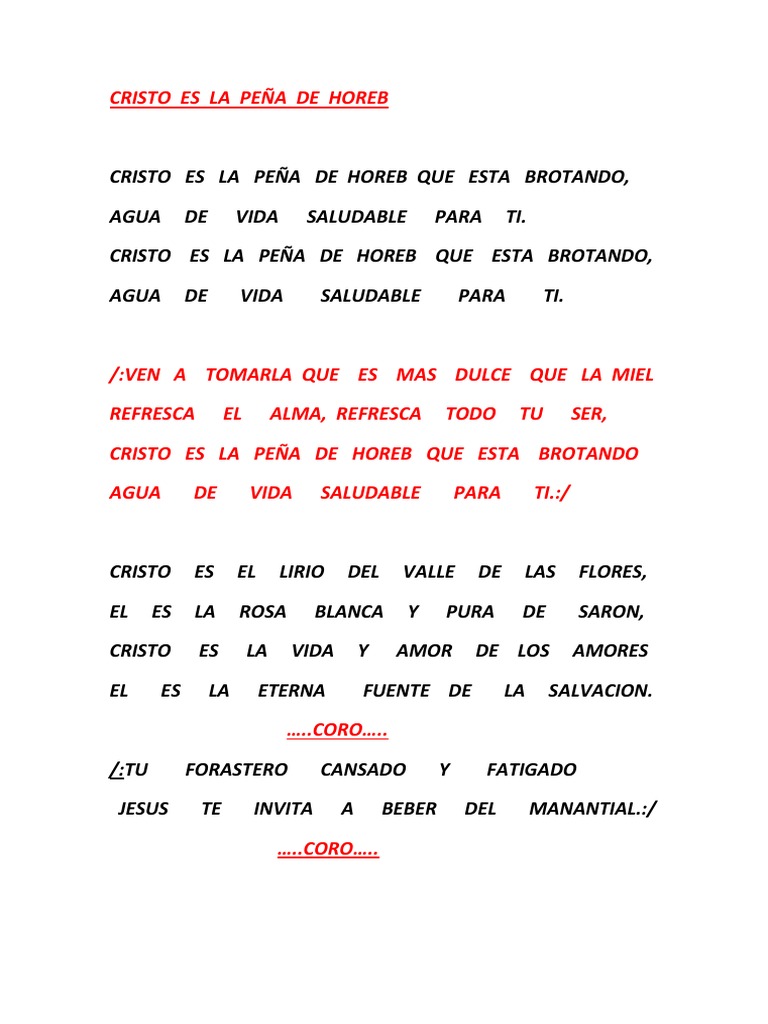 Cristo Es La Peña De Horeb Letra Y Acordes Pdf