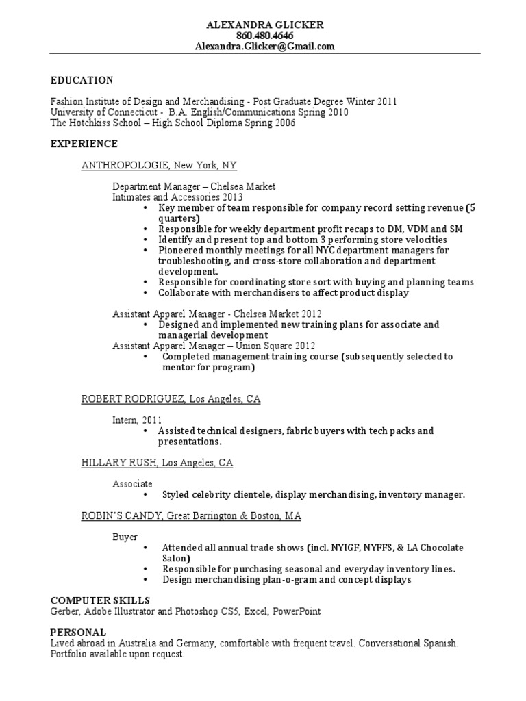 Alexandra Glicker Resume Overview | PDF | Career & Growth | Business