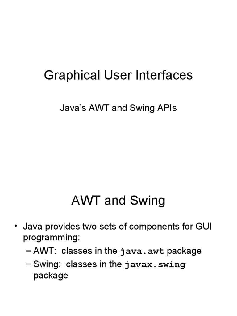 Graphical User Interfaces Javas Awt And Swing Apis Pdf Software 1083