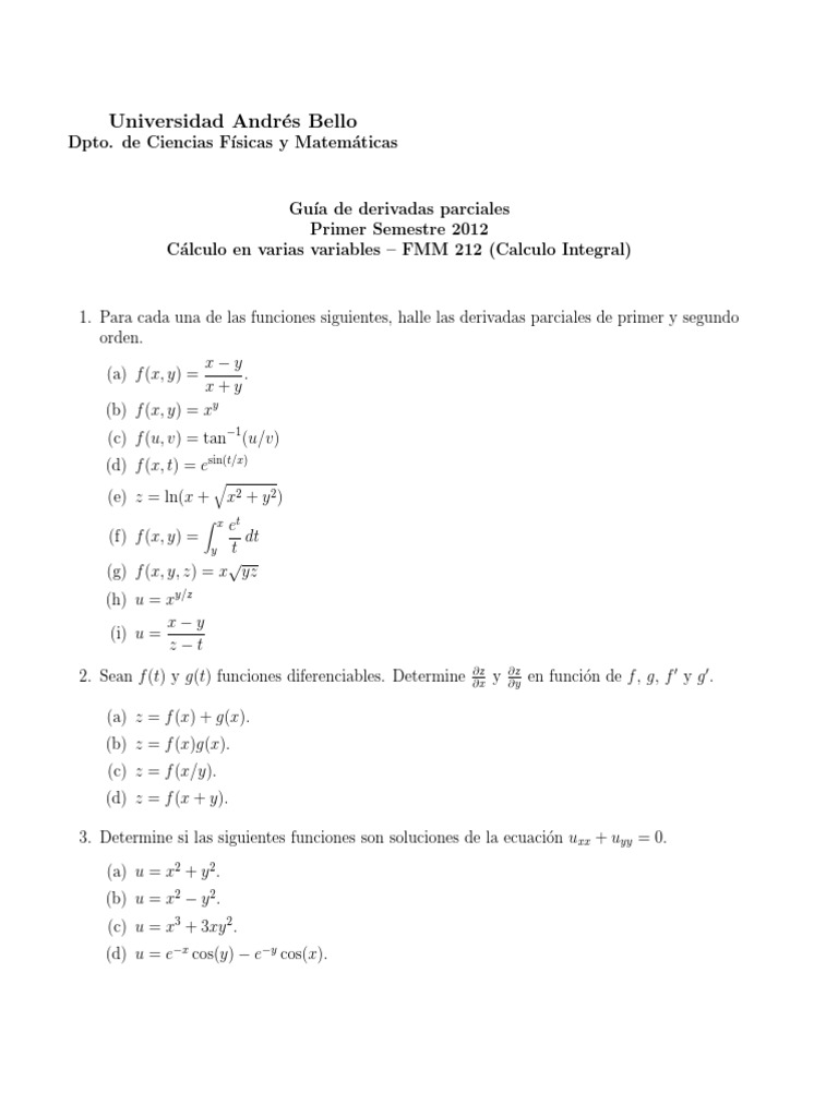 Guia Derivadas Parciales | PDF | Derivado | Tangente