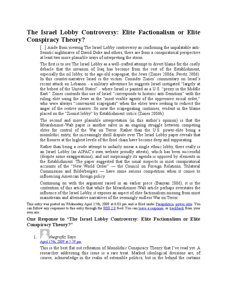 The Israel Lobby Controversy | PDF | Israel Lobby In The United States ...