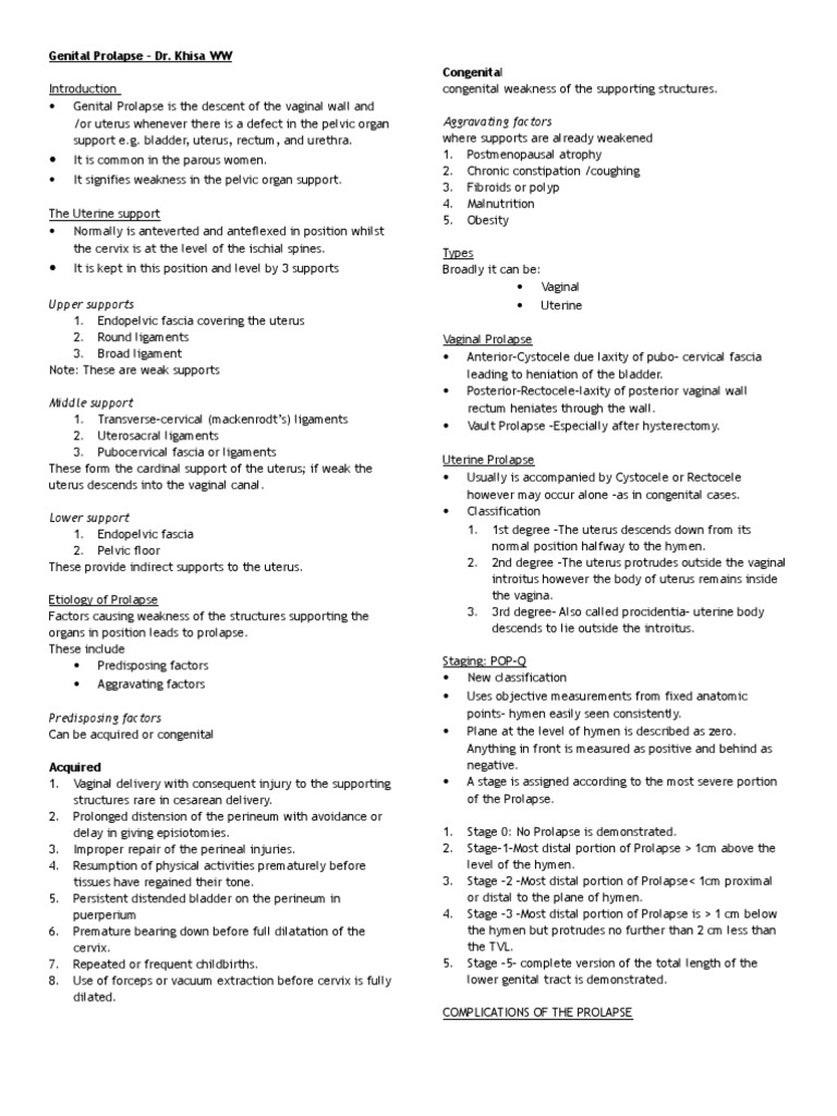 Genital Prolapse n Stress Incont | Urinary Incontinence | Uterus
