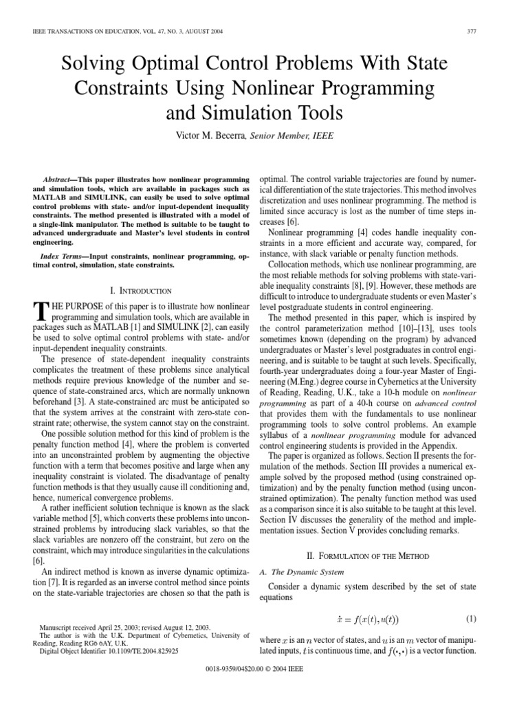Solving Optimal Control Problems With State Constraints Download Free Pdf Optimal Control