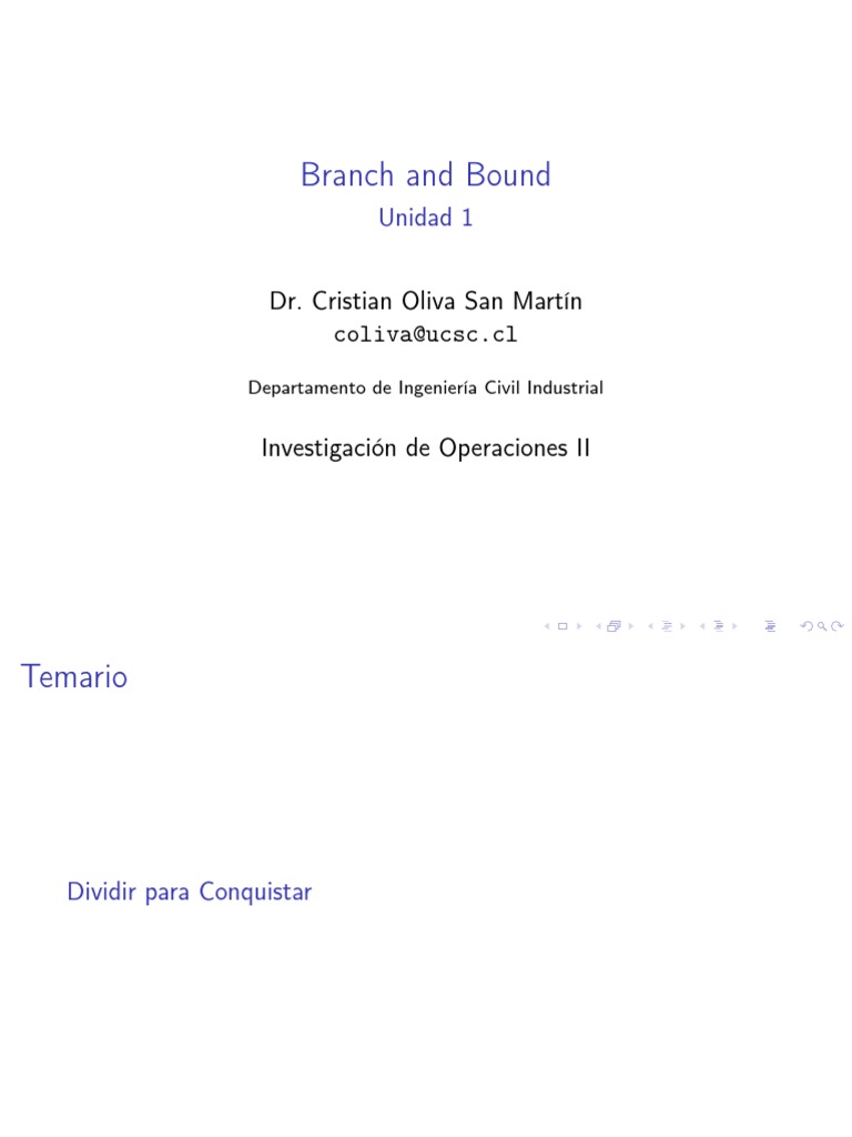 Branch and Bound | PDF | Programación lineal | Matemáticas discretas