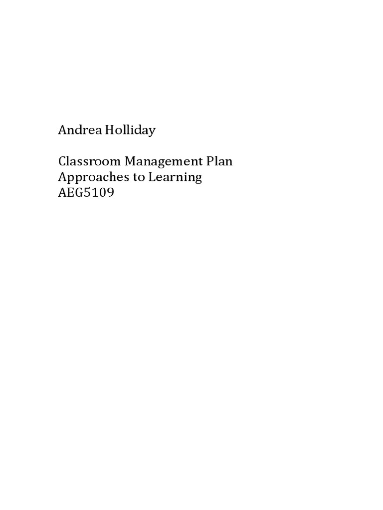 Classroom Management Plan | PDF | Classroom Management | Philosophy Of ...