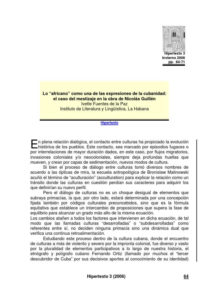 Nicolás Guillén y la cubanidad africana | PDF | Ritmo | Cuba
