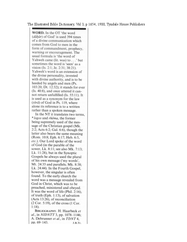 Definition Excerpt From The Illustrated Bible Dictionary - Word | PDF