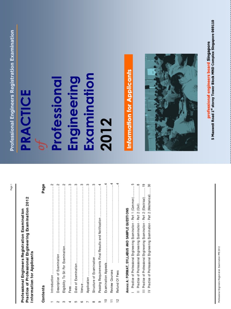2012 Professional Engineering Exam Guide | PDF | Engineer | Test ...