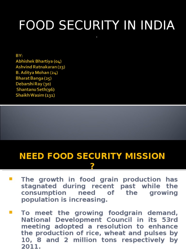 National Food Security Mission Overview | PDF