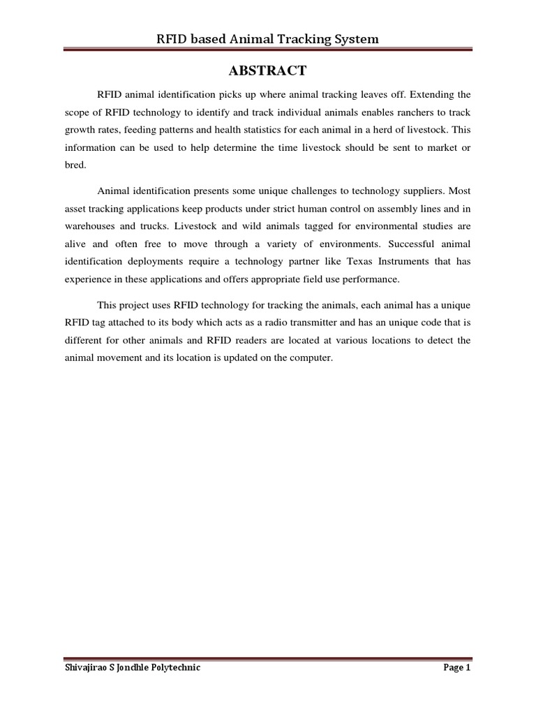 RFID Animal Tracking System Overview | PDF | Radio Frequency ...