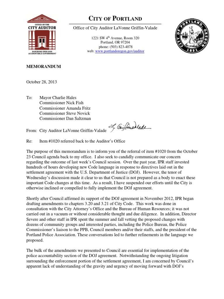 10-28-13 Memo To Council On Portland Police Fail | Download Free PDF ...