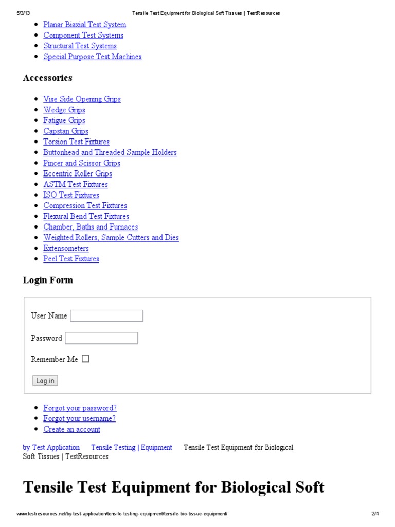 Tensile Test Equipment For Biological Soft Tissues - TestResources PDF ...