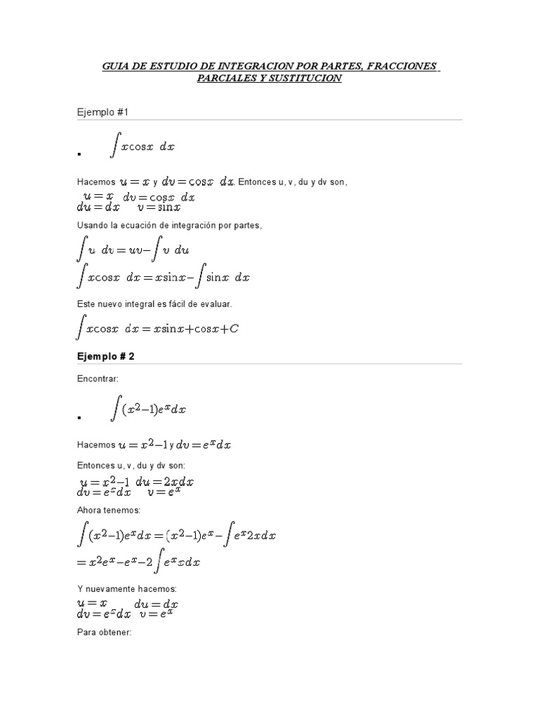 Guia de Integrales Por Partes | PDF | Fracción (Matemáticas) | Aritmética