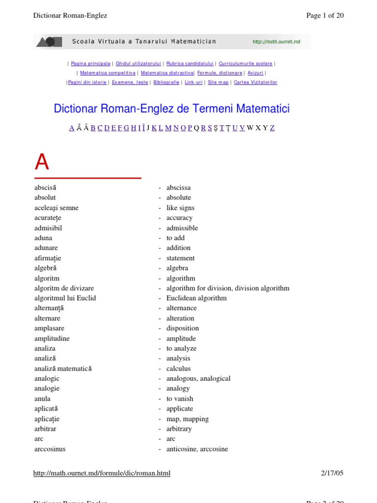 Dictionar Roman Englez