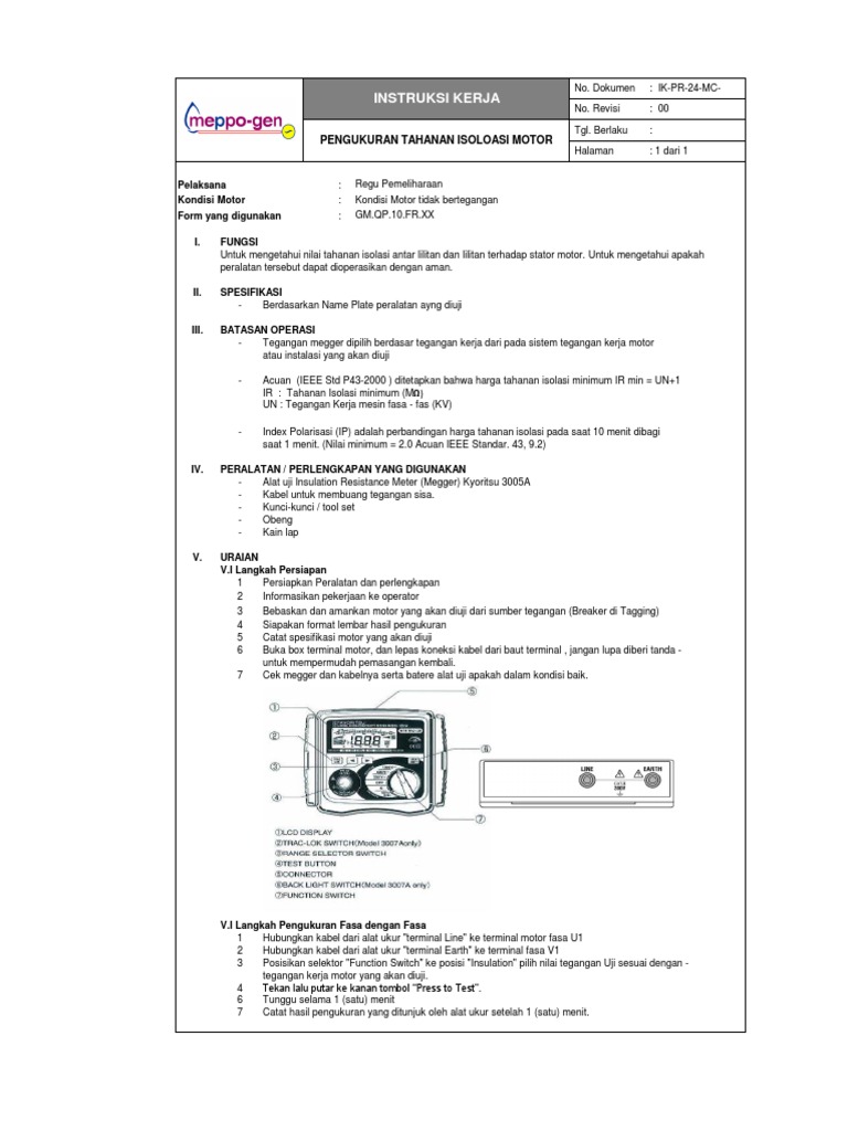 IK - Pengukuran Tahanan Isolasi Motor | PDF
