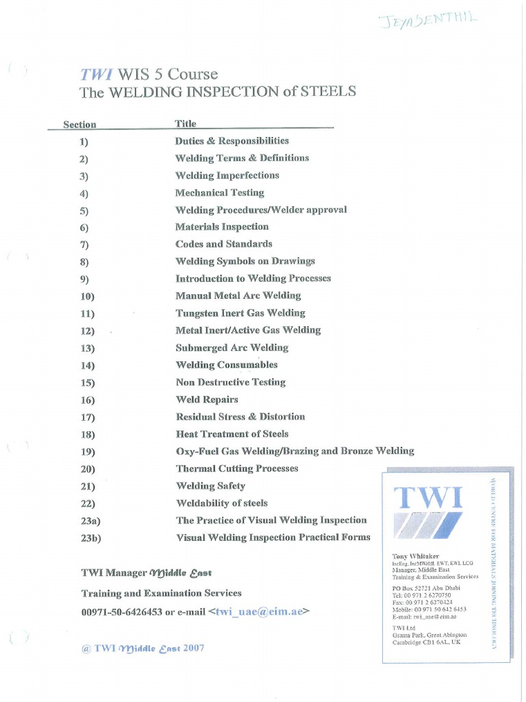 CSWIP 3.1 - Welding Inspection-WIS5-2007 PDF | PDF