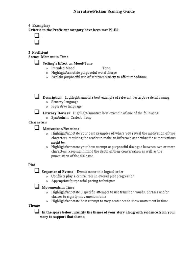 Short Story Scoring Guide | PDF | Foreign Language Studies