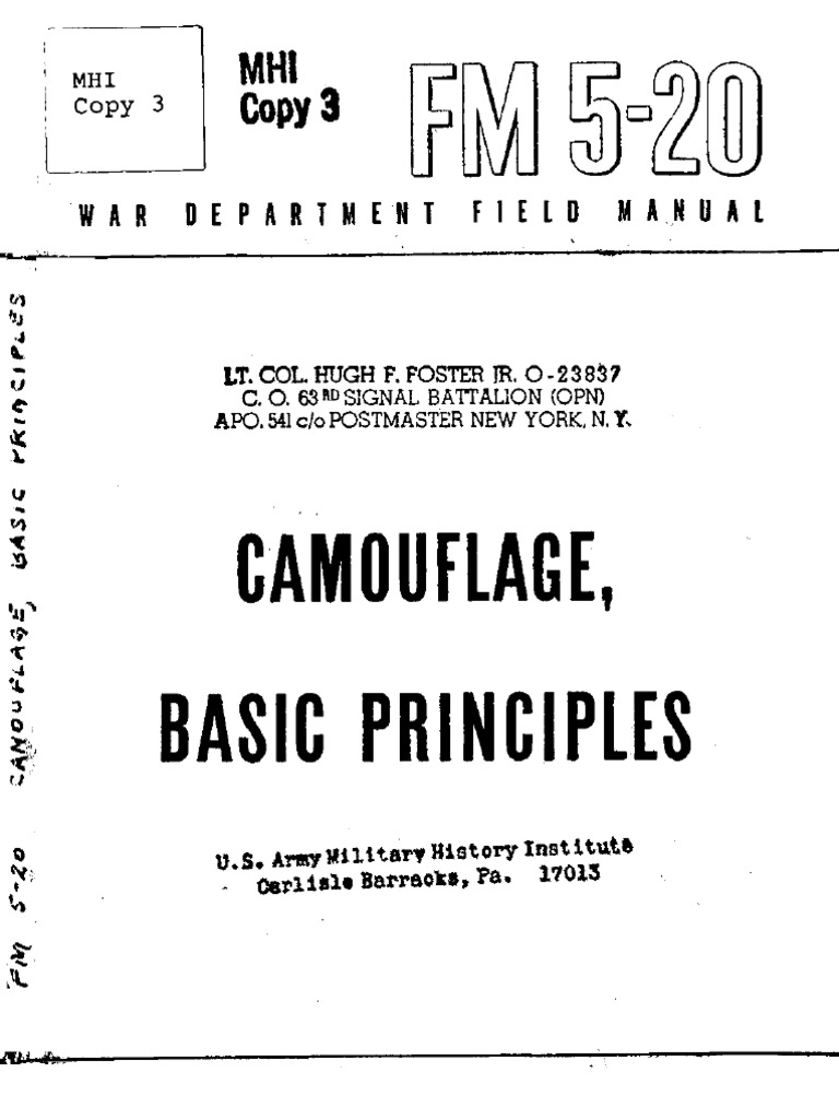 FM 5-20 Camouflage, Basic Principles | PDF