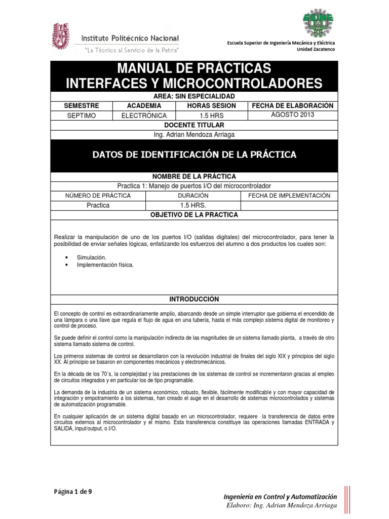 Manual Practica 1 Blink Led | PDF | Microcontrolador | Sistema de control Manual Practica 1 Blink Led | PDF | Microcontrolador | Sistema de control