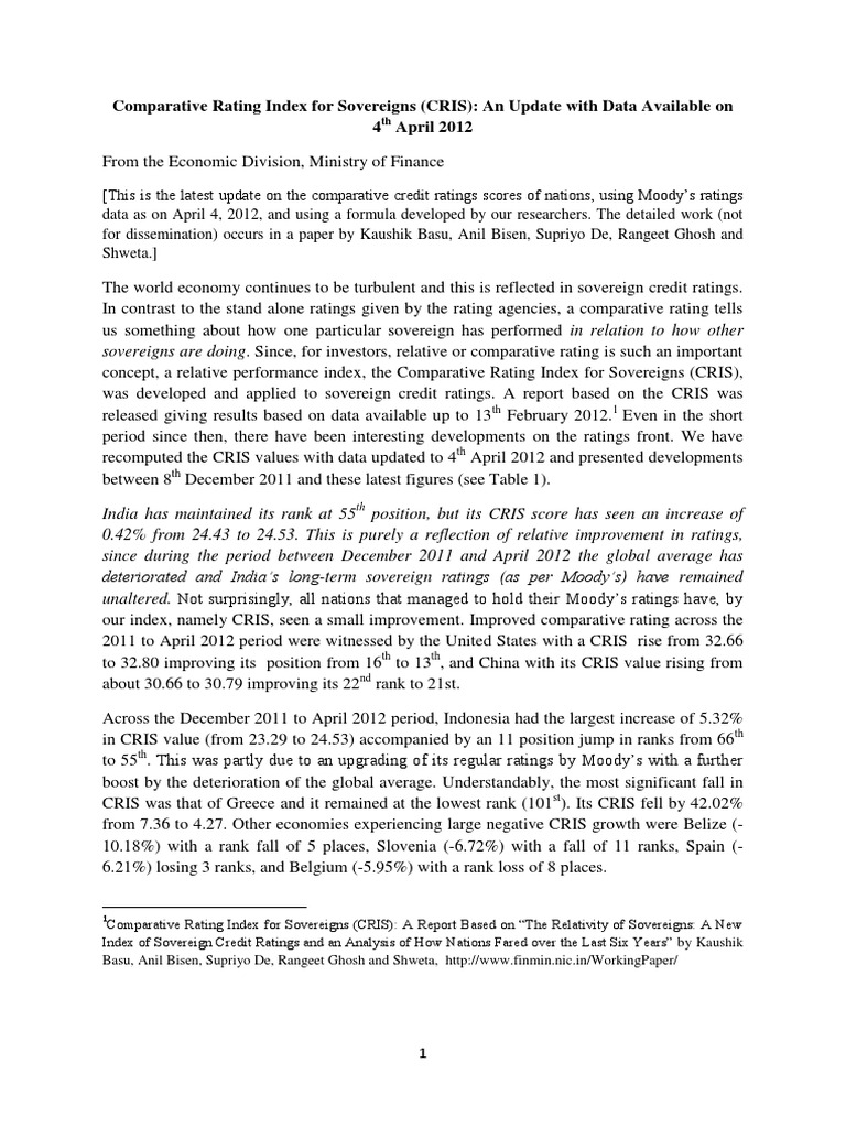 CRIS Report SCR Update04042012 | PDF | Moody's Investors Service ...