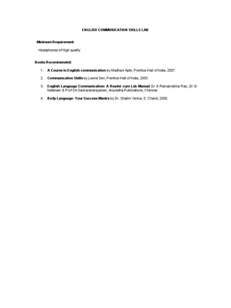 English Communication Skills Lab | PDF