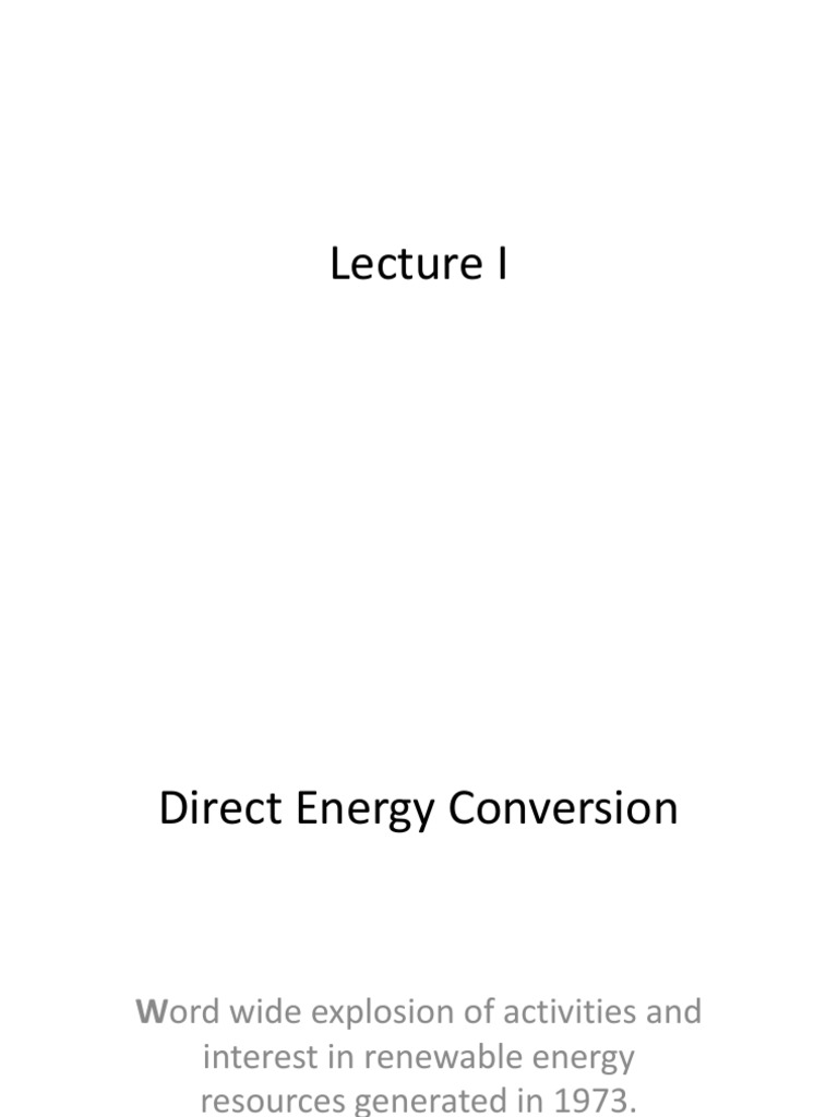 Direct Energy Conversion Lecture I PDF | PDF | Energy Development | Solar Energy