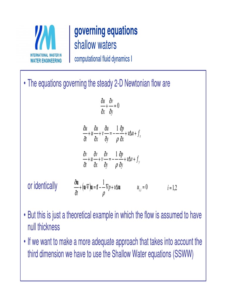 Shallow Waters: Governing Equations | PDF | Calculus Of Variations ...