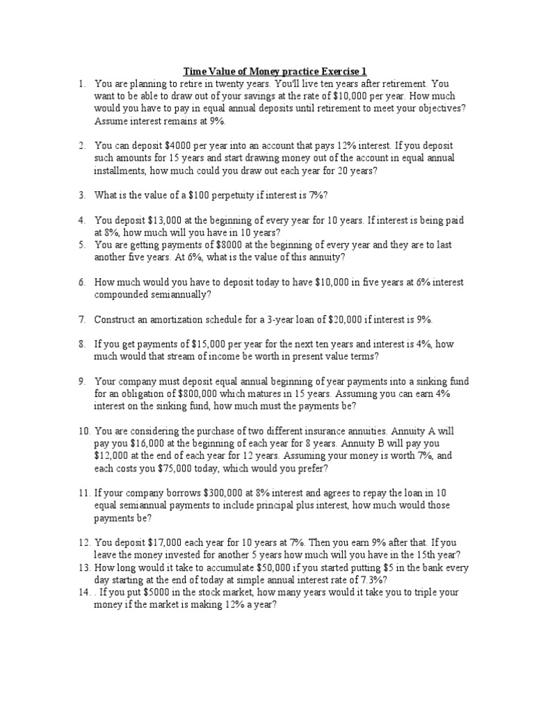 Time Value of Money Practice Exercise | PDF