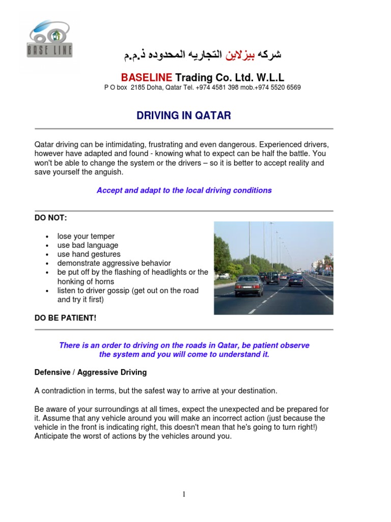 Driving Guidelines in Qatar | PDF | Traffic | Driver's License