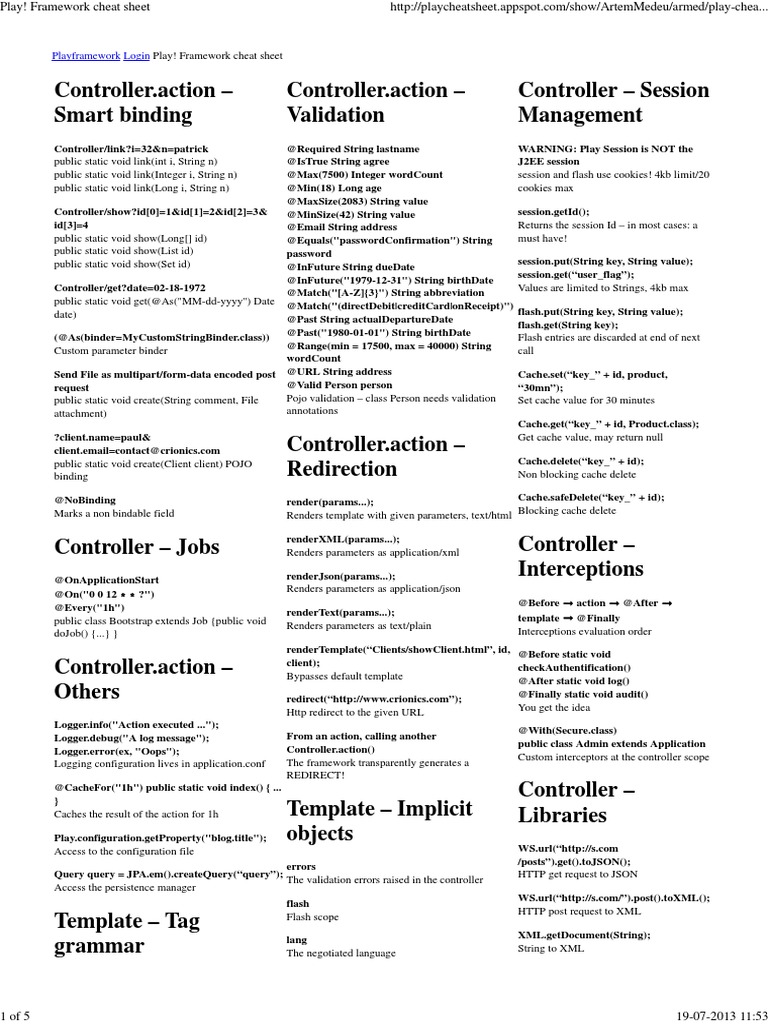 Play Framework Cheat Sheet | PDF | Computer File | Software Engineering