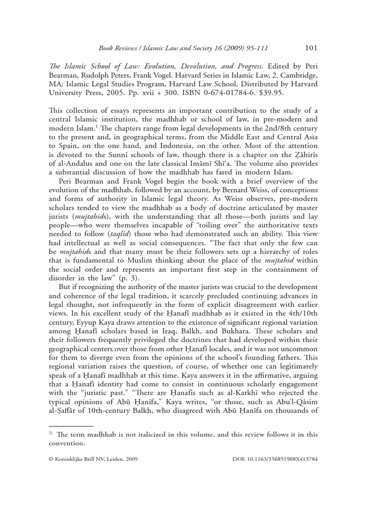 The Islamic School of Law Evolution, Devolution, and Progress. Edited ...