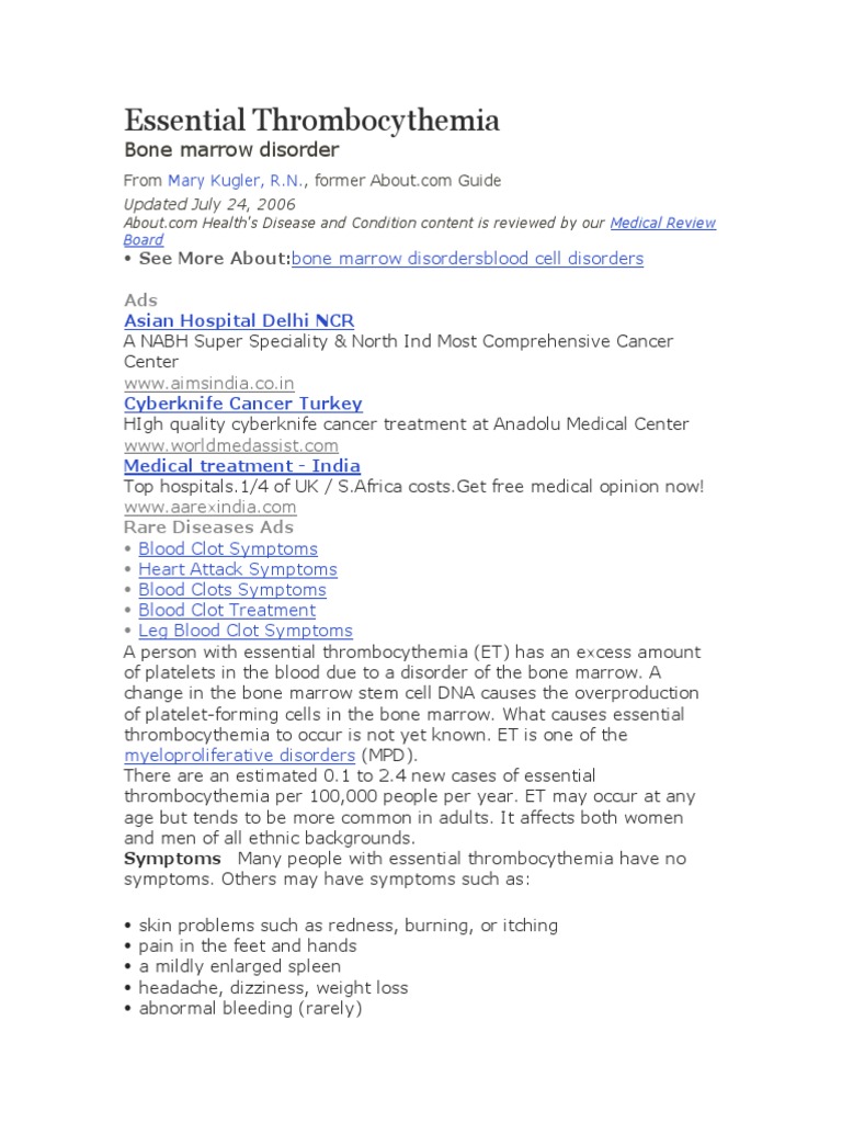 Essential Thrombocythemia.docx | Leukemia | Platelet