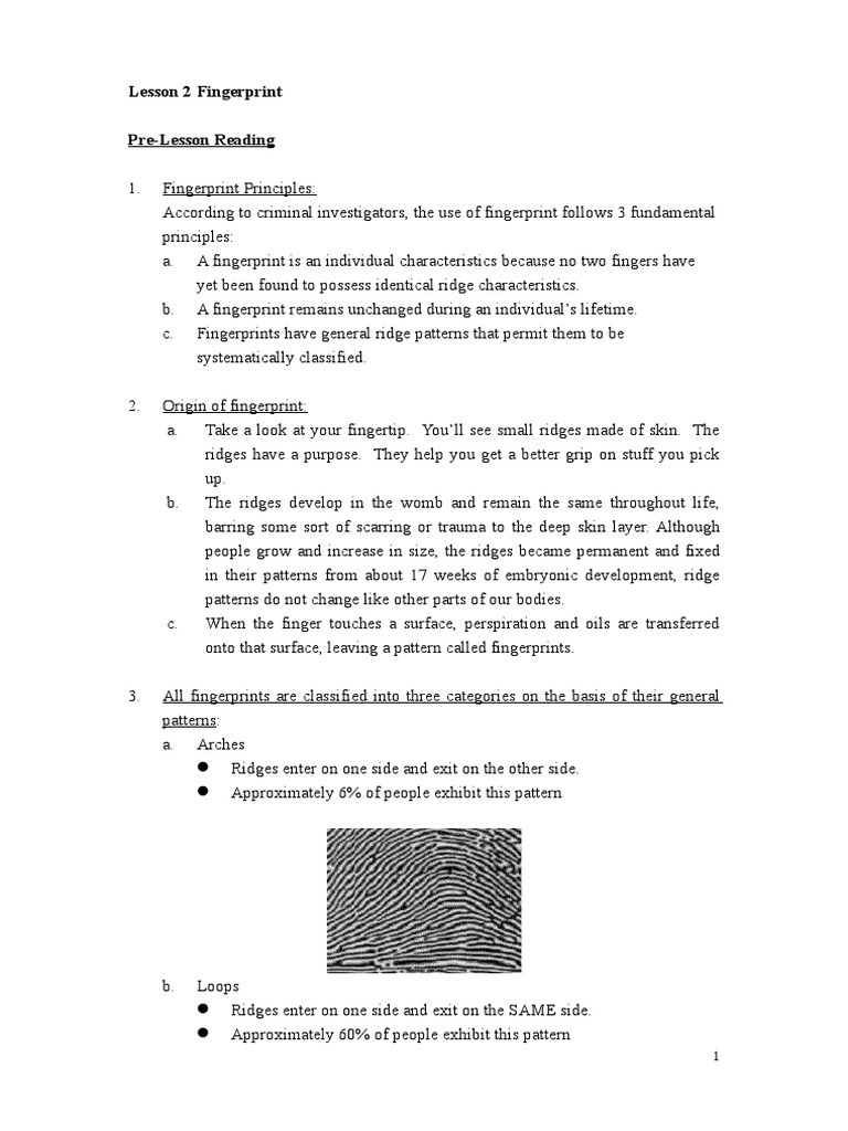 Fingerprint Analysis and Identification Worksheet | PDF | Fingerprint ...