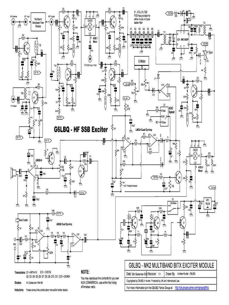 G6LBQ MK2 BitX Exciter Schematic Rev1.3 PDF | PDF