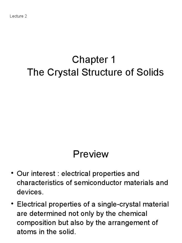 Chapter 1 The Crystal Structure of Solids | PDF | Crystal Structure ...