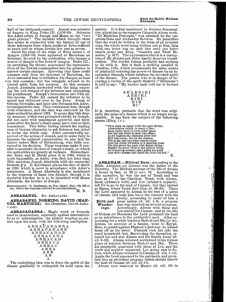 Abracadabra Jewish Encyclopedia | PDF | Abraham | Sarah