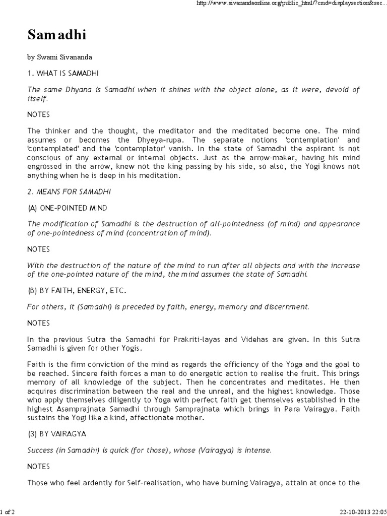 Samadhi Swami Sivanandji PDF | PDF | Yoga | Āstika