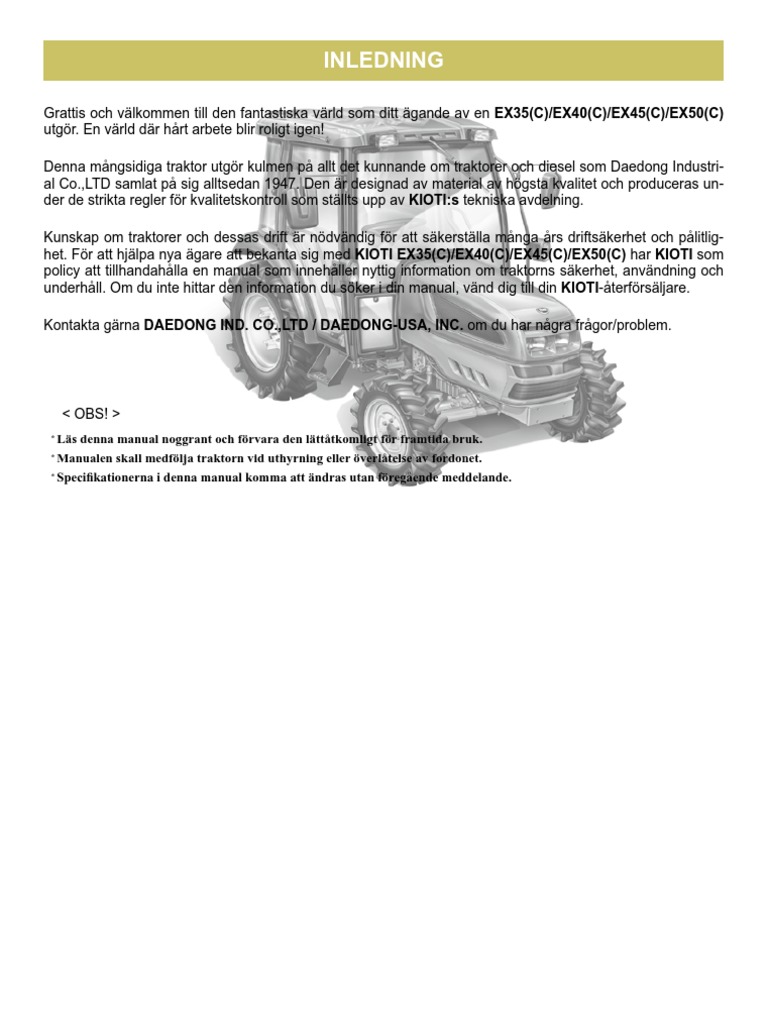Kioti Ex35-40-45-50 | PDF