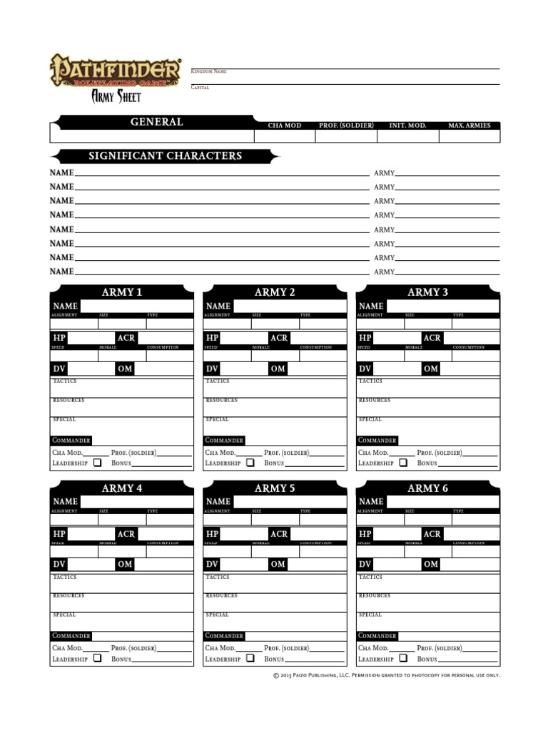 PZO1125 ArmySheet PDF | PDF