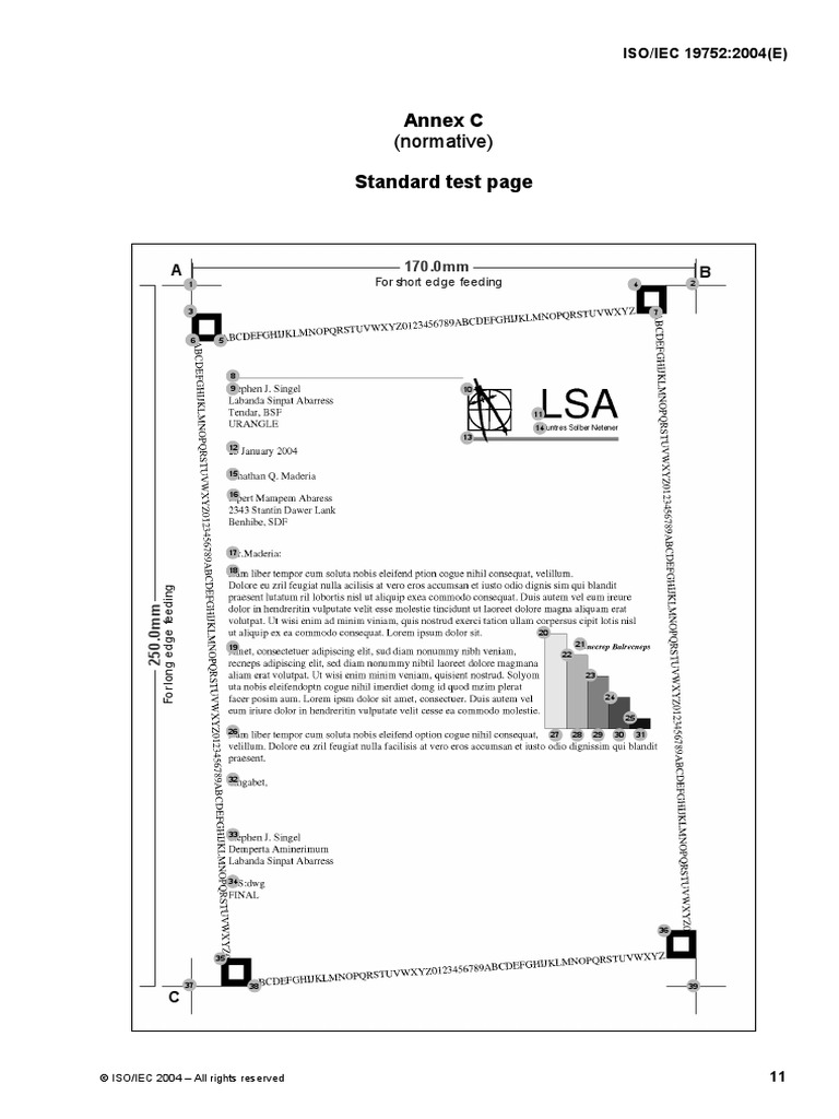 ISO IEC 19752 2004E Standard Test Page | PDF