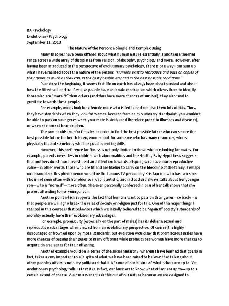 The Nature of The Human Being | PDF | Evolution | Human