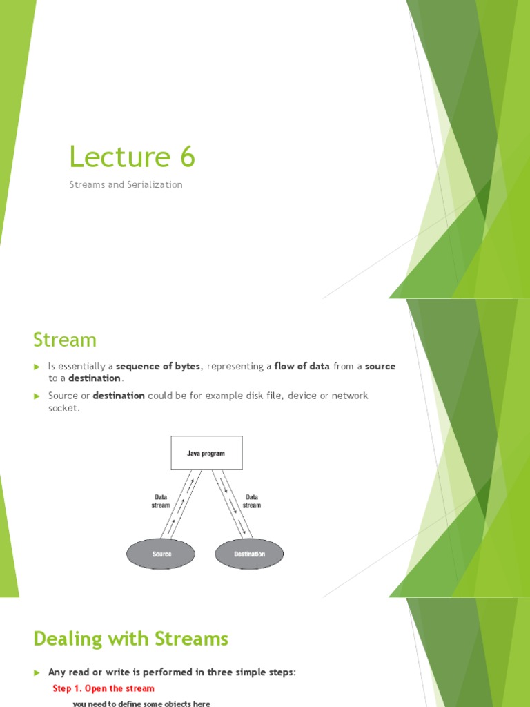 Lecture 6 Streams and Serialization | PDF | Input/Output | Java (Programming Language)